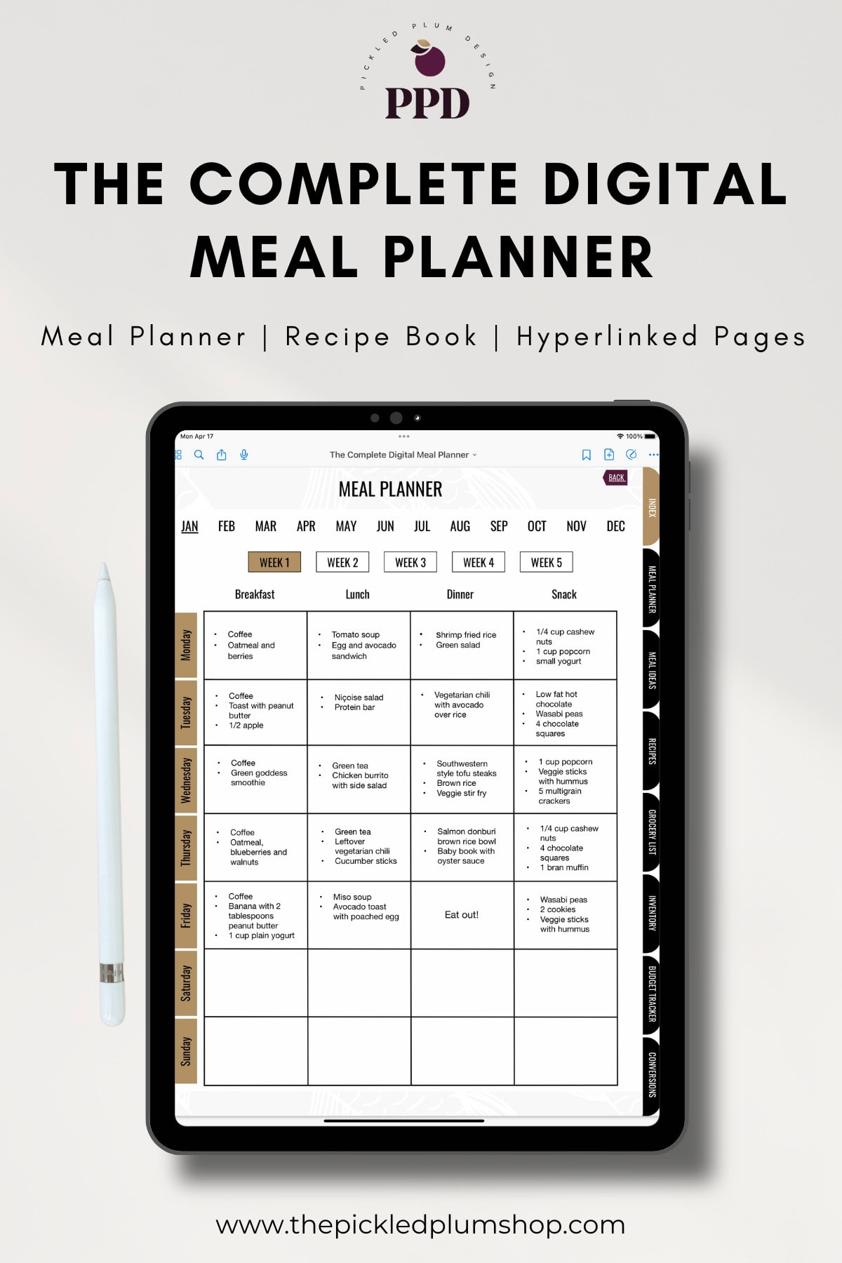 The Complete Digital Meal Planner | Pickled Plum
