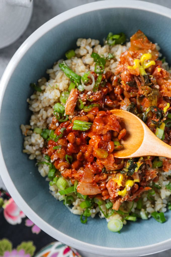 Spicy Natto Bowl (Korean Style) | Pickled Plum