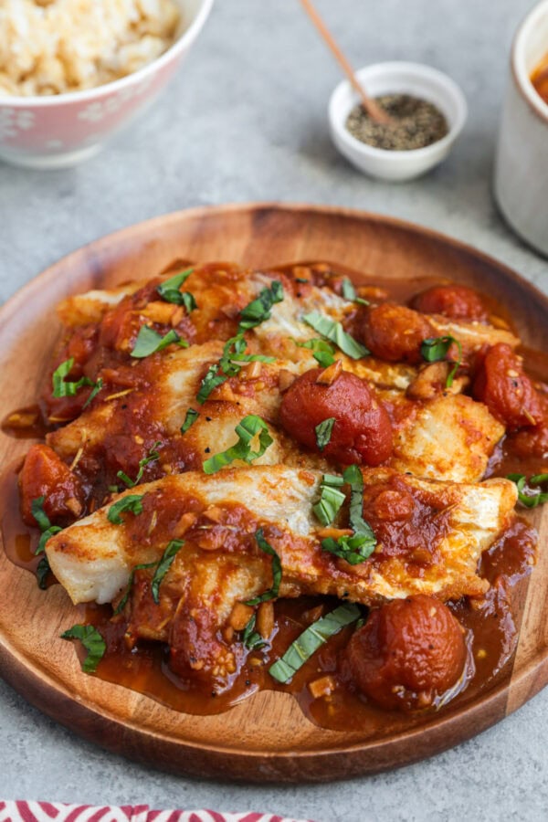 Pan Seared Cod with Tomato Balsamic Sauce | Pickled Plum